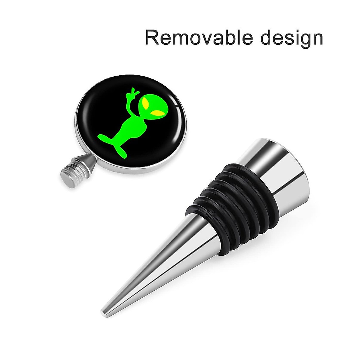 Alien Peace Sign Wine Bottle Stoppers Reusable Plug Wine Saver Corks for Beverage Holiday Party Kitchen Decorative