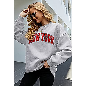 BBX Lephsnt Womens Sweatshirts and Hoodies Graphic New York Oversized Ladies Sweatshirts Fleece Pullover Hoodies(GREY,M)
