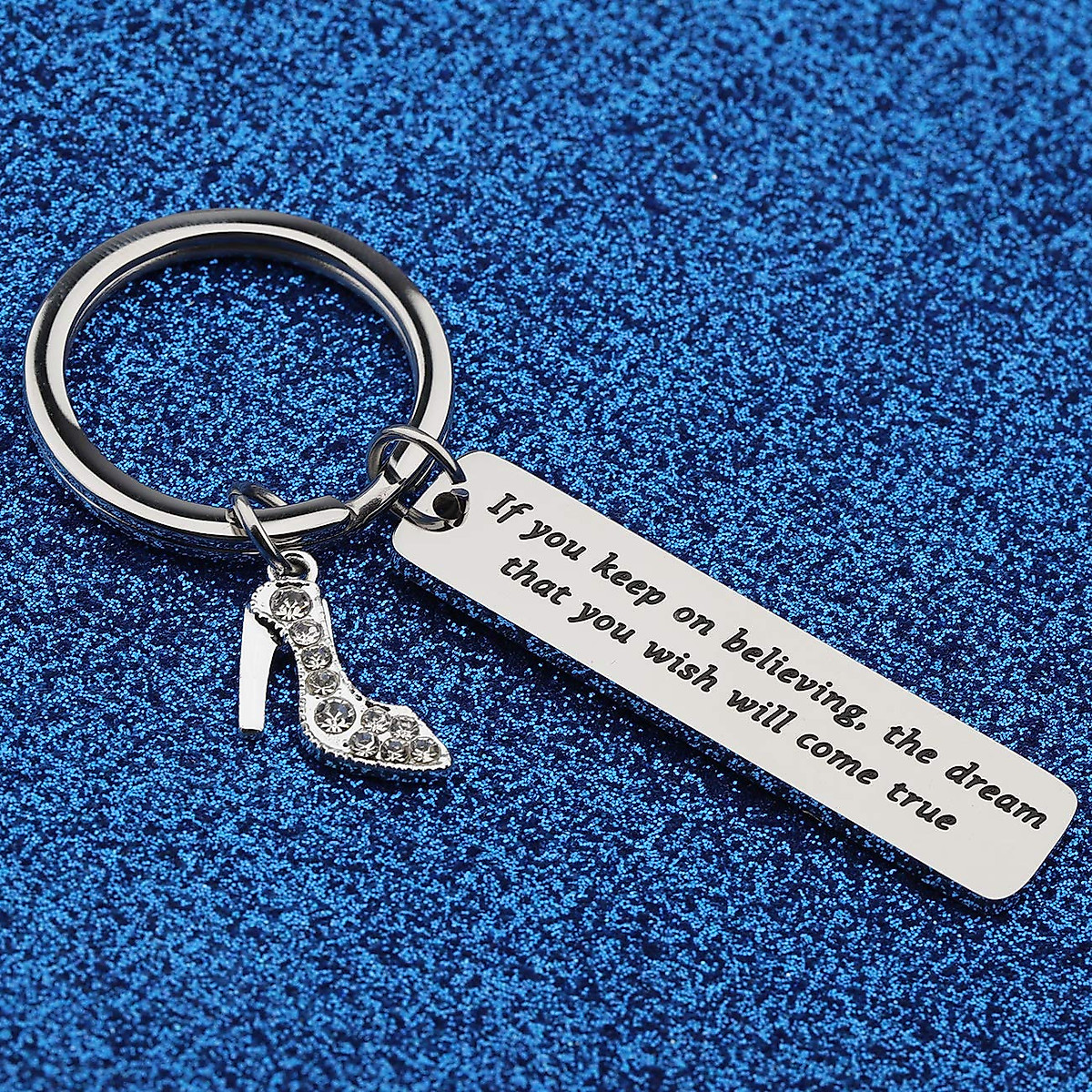 FOTAP If You Keep On Believing The Dream That You Wish Will Come True Keychain Cinderella Princess Glass Slipper Gift (Glass Slipper key)