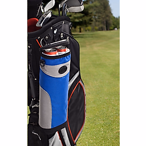 6-to-Go Zippered Beverage Cooler with Shoulder Strap, Clip, and Front Pocket (Blue/Grey)