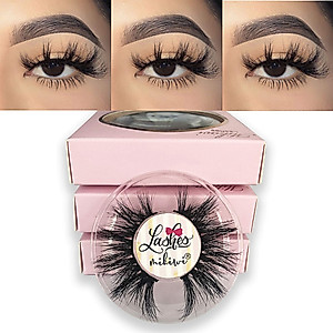 Mink lashes Mikiwi 3 Pairs Eyelashes D384-3, Real Mink Eyelashes, Fluffy Mink Lashes, Thick HandMade Full Strip Lashes, Cruelty Free Luxury Makeup Dramatic Lashes, 20mm 3D Mink Lashes