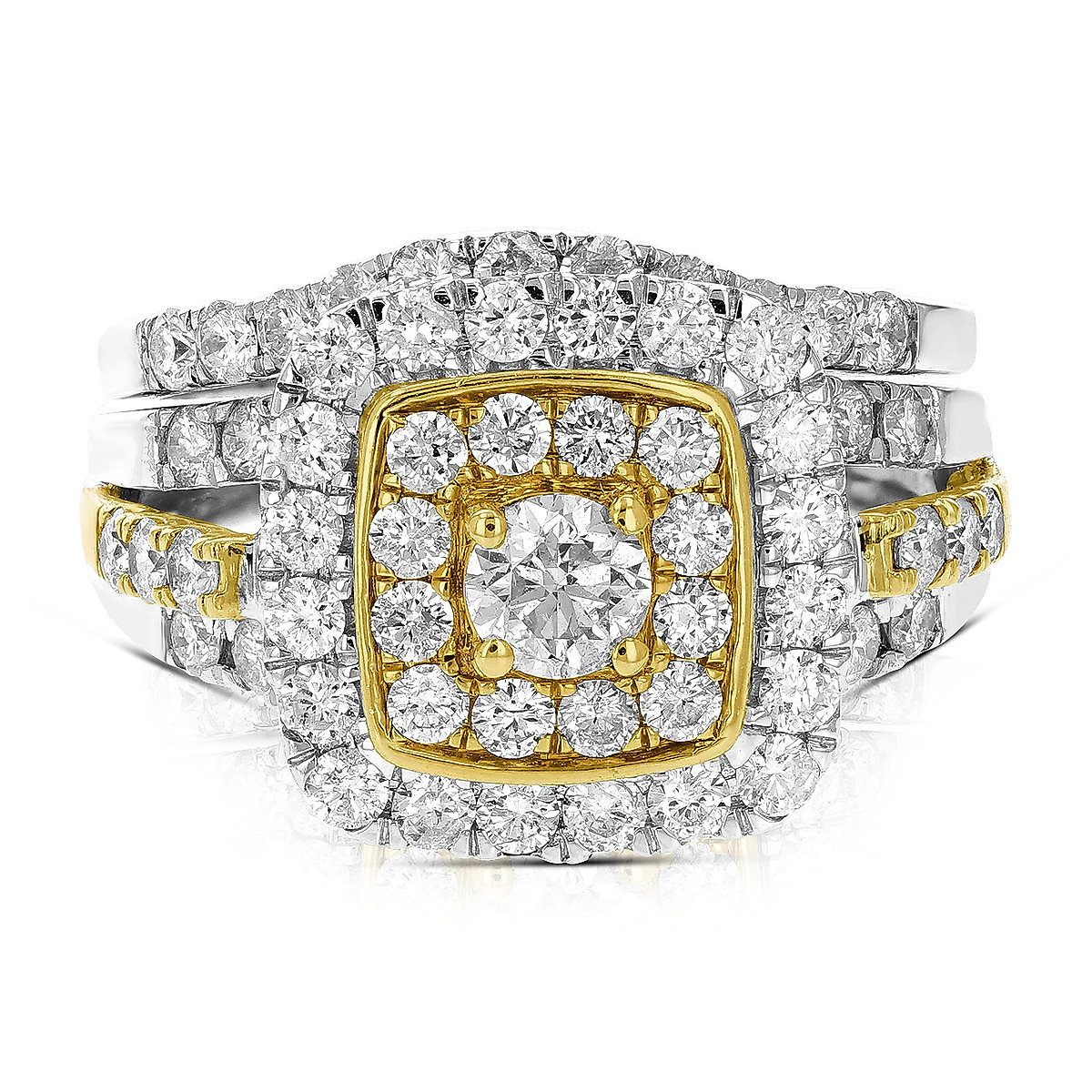 Vir Jewels 1.87 cttw Diamond Wedding Engagement Ring Bridal Set 14K Two Tone Gold Size 6