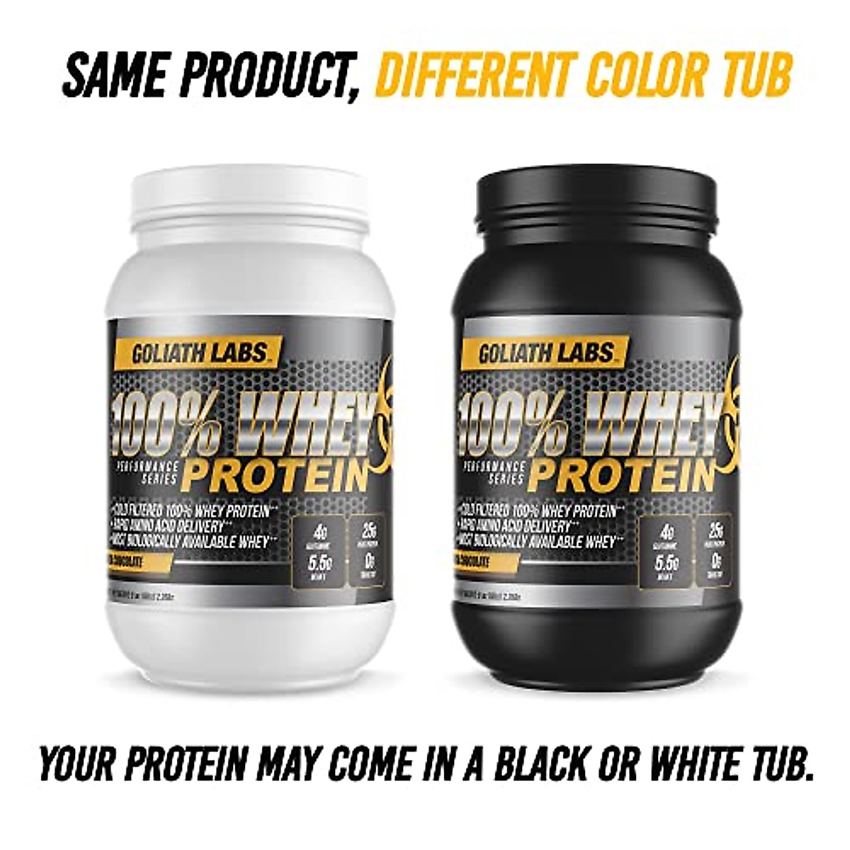 Goliath Labs 100% Whey Protein Powder Isolate/Blend | Fast-Absorbing Workout Supplements for Men and Women | 25g of Pure Protein and 5.5g of BCAAs | 5 lbs, 68 Servings (5 LB, Peanut Butter Chocolate)