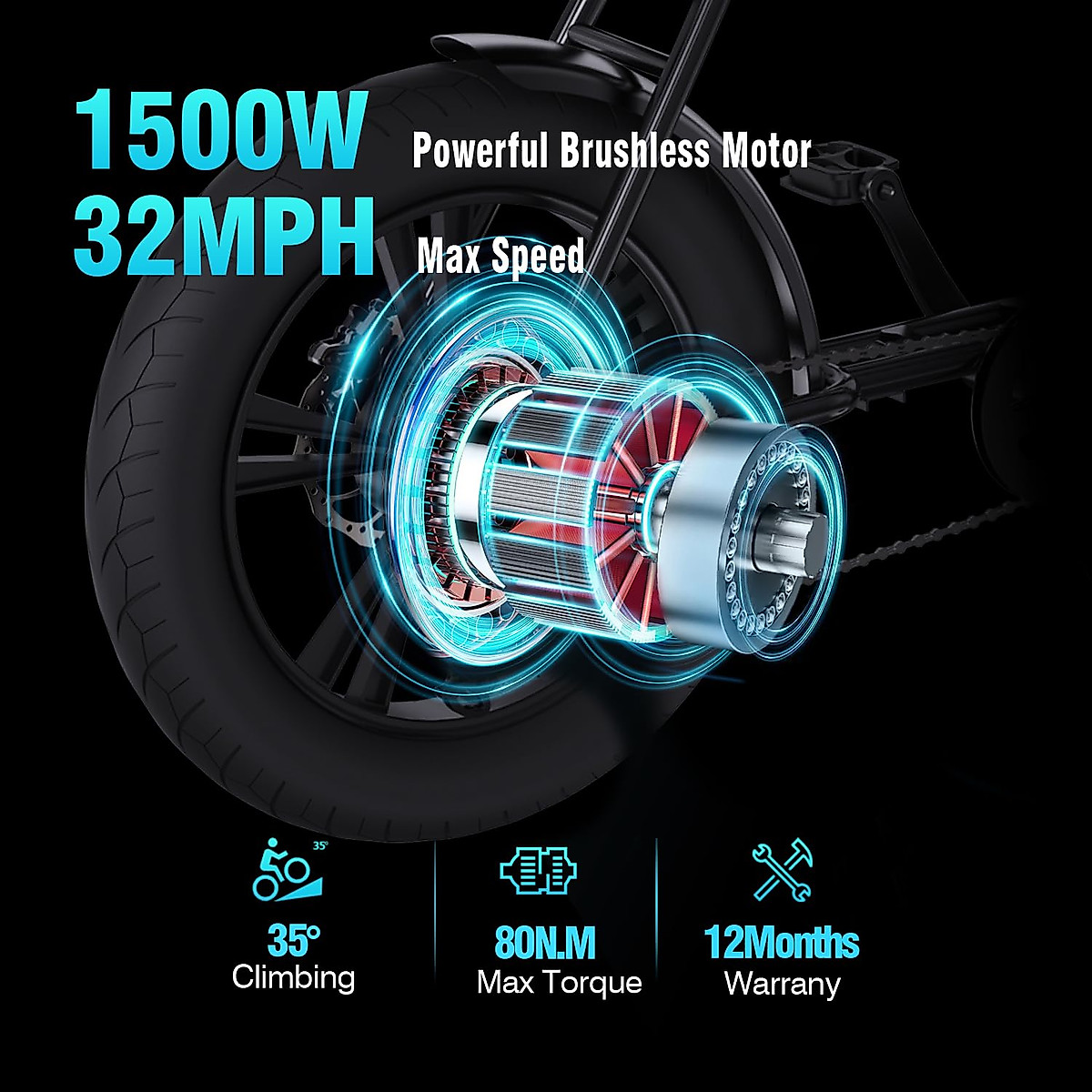 VOWSWAY 20'' Fat Tire Electric Bike for Adults 32 Mph 60 Miles, Ebike 1500w/48v/16ah with Removable Battery, 2 Person Electric Bike with Long Saddle, Retro Motorcycle Design E-Bike…