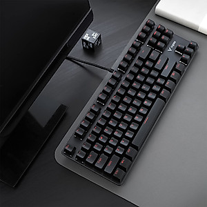Mechanical Gaming Keyboard, RAPOO V500 Alloy Wired Keyboard with Black Switches for Game Players, Quick Response Gaming Keyboard, Anti-Ghosting Keyboard for Windows Gaming PC/Game Laptop, 87 Keys