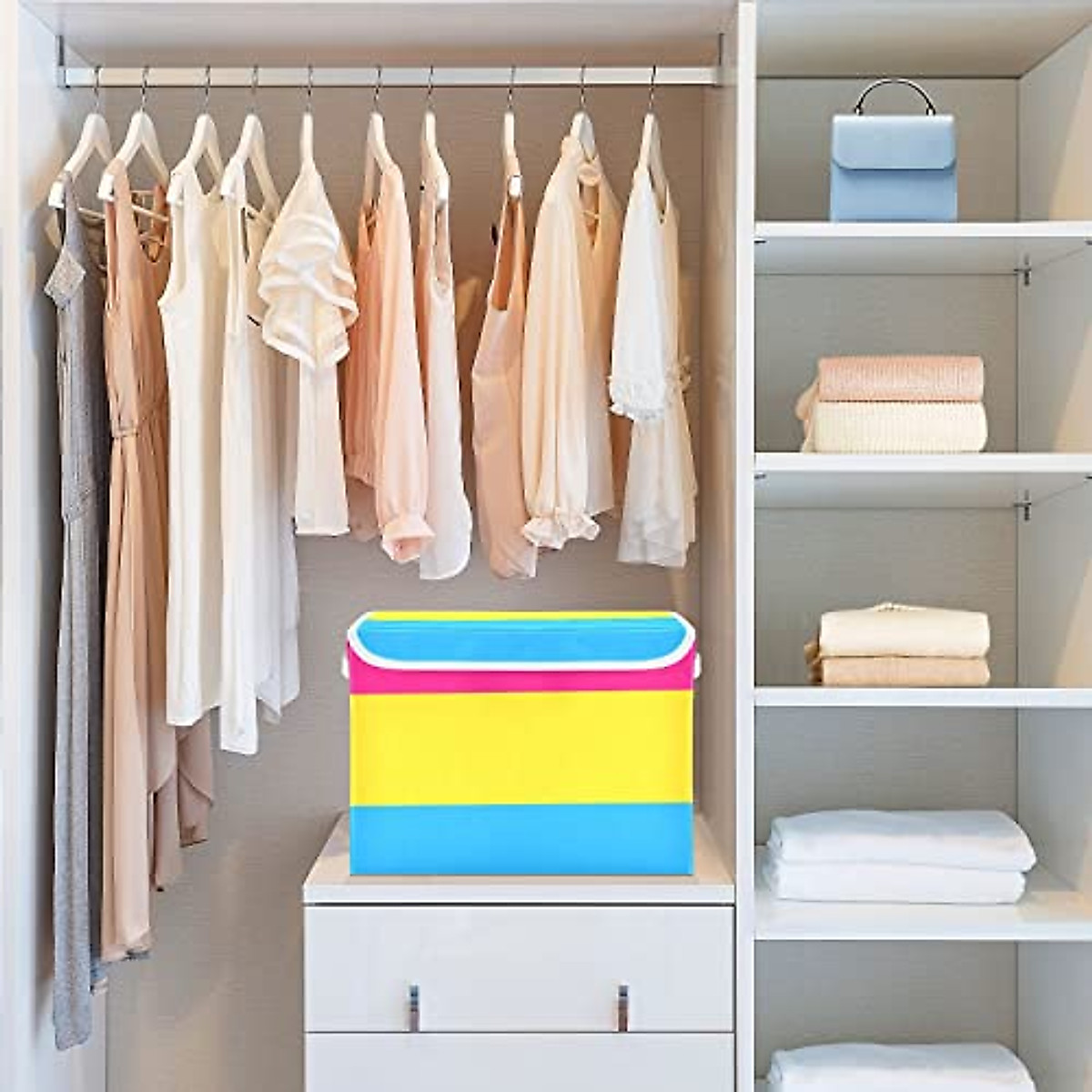 Krafig Novelty Rainbow Flag Foldable Storage Box Large Cube Organizer Bins Containers Baskets with Lids Handles for Closet Organization, Shelves, Clothes, Toys