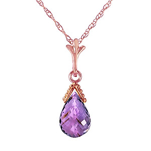 Galaxy Gold GG 14k 18" Rose Gold Necklace with Briolette Amethyst