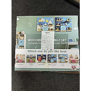 OUKNAK Floating Shelf for Toniebox, Wall Mount Magnetic Wooden Shelf with Carrying Case Compatible with Tonie Audio Player Figures Character for Children Baby's Room (Rainbow)