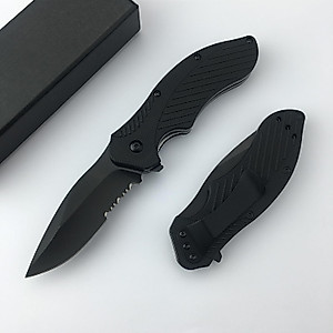 7.3-Inch Pocket Knife,Assisted Opening Folding Knife 8Cr13MoV Steel Blade and Filled Glass Nylon Handle with Pocket Clip for EDC (black)