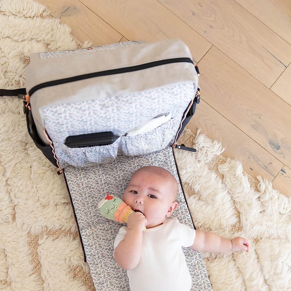 Petunia Pickle Bottom Boxy Diaper Bag Backpack & Oh My Heart Stroller Hook Bundle | Diaper Bag Backpack for Parent's | For Strollers or Shipping Carts