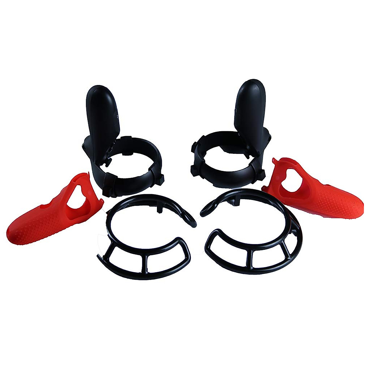 MASiKEN Touch Controller Grip Accessories & Protective Cages Stand for Oculus Quest/Rift S, Premium Controllers Skin Cover, Gel Shell Silicone Collision Protector Ring (Red)