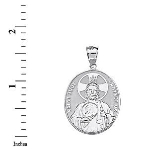 925 Sterling Silver St Saint Jude Thaddeus Protect Us Oval Pendant