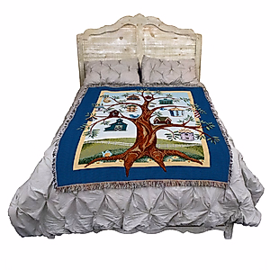 Pure Country Weavers Birdhouse Tree Blanket - Bird Garden Floral Gift Tapestry Throw Woven from Cotton - Made in The USA (72x54)