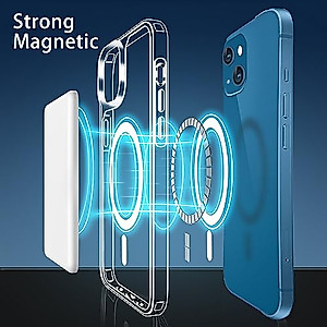 Hsefo Magnetic Case Compatible with iPhone 13 Mini Case, Compatible with MagSafe Wireless Charging, Transparent Anti-Scratch Back Shockproof Protective Slim Thin Phone Case Cover, Clear