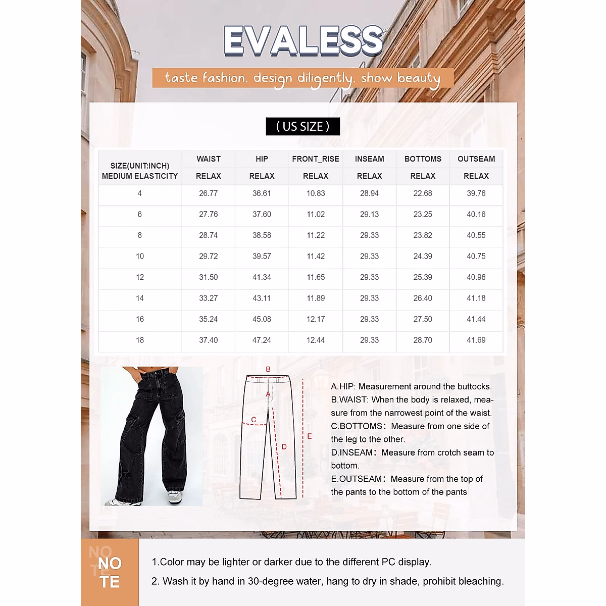 EVALESS Cargo Pants for Women 2024 Trendy High Waist Straight Leg Baggy Cargo Jeans Women's Casual Wide Leg Pants with 6 Pockets Blue Size 10