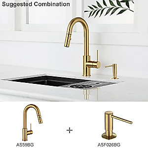 AguaStella AS59BG Brushed Gold Bar Faucet or Prep Kitchen Sink Faucet with Pull Down Sprayer and Single Handle