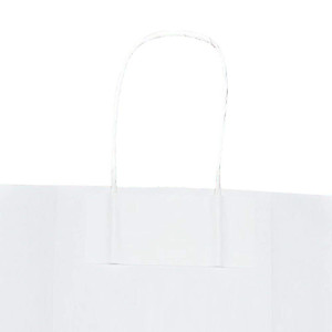 bagmad 50 Pack Sturdy Small White Gift Paper Bags with Handles Bulk, Kraft Bags 5.25x3.25x8 inch, Craft Grocery Shopping Retail Party Favors Wedding Bags Sacks (White, 50pcs)