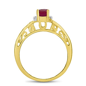 Direct-Jewelry 14k Yellow Gold Oval Ruby And Diamond Ring (Size 7)
