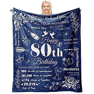 Puvazi 80th Birthday Gifts for Women Men-Best Birthday Gifts for 80-80th Birthday Gift for Mom-1943 80th Birthday Gift Ideas-Happy 80th Birthday Gift-80th Birthday Decoration Women Blanket 60"x 50"