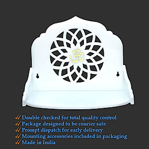 Heartily : Wall Mounted White Cast Acrylic Home Pooja Temple Mandir Puja Room Items Stand Home Decor Office Chowki Shelf Hanging Product (Height- 9.92, Length- 12 , Width-9.0 Inch) (White)