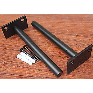 16 Pcs 5" Black Solid Steel Floating Shelf Bracket Blind Shelf Supports - Hidden Brackets for Floating Wood Shelves - Concealed Blind Shelf Support – Screws and Wall Plugs Included