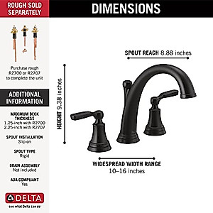 Delta Faucet T2732-BL Woodhurst Roman Tub, Matte Black