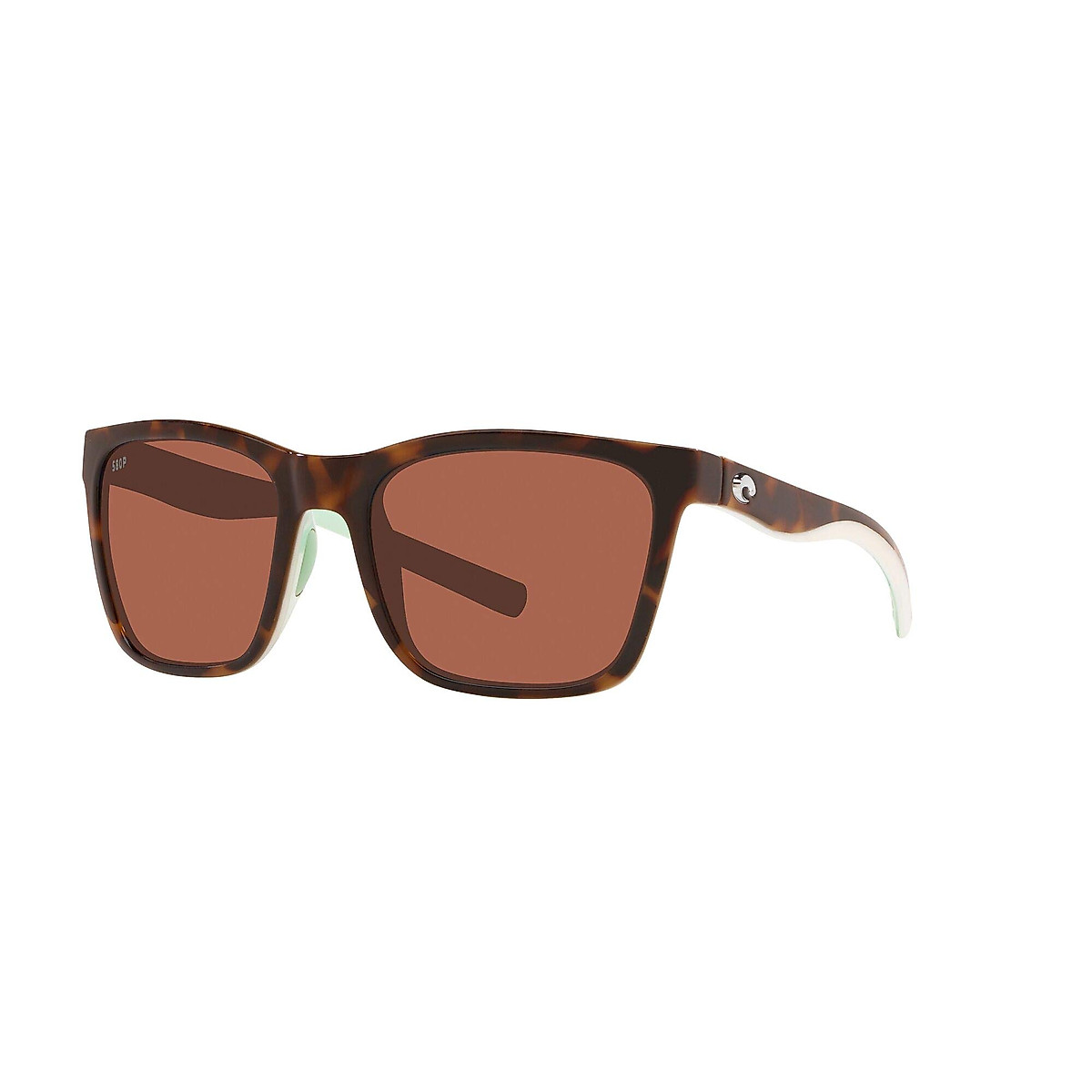 Costa Del Mar Womens Panga Square Sunglasses, Shiny Tort/White/Seafoam/Copper Polarized-580P, 56 mm