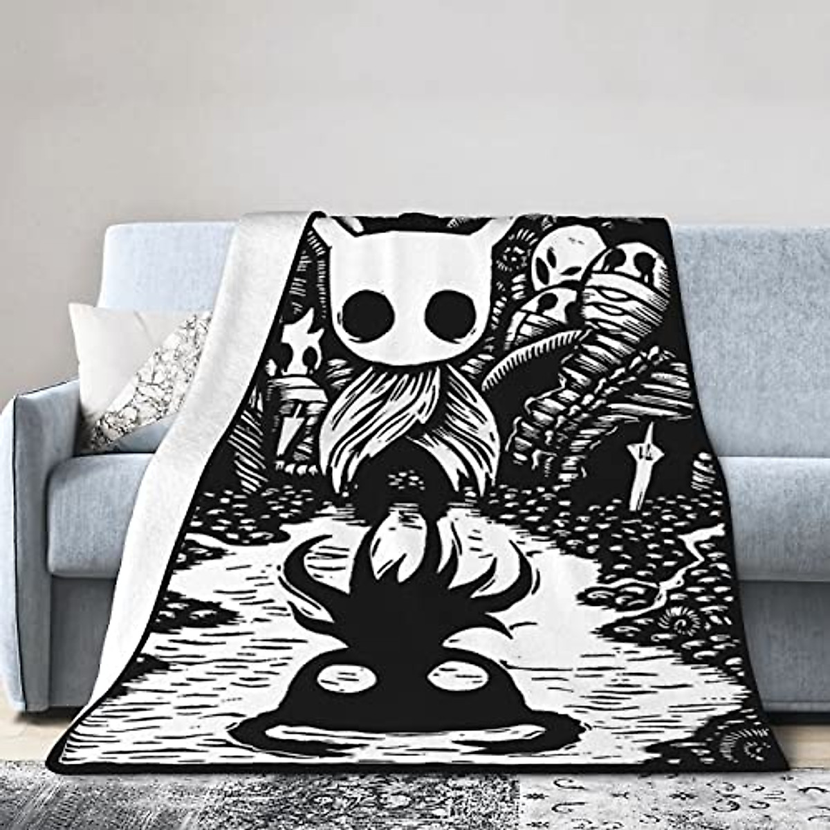Hollow Game Knight Throw Blankets Soft Comfortable Warm Fleece Blanket for Sofa Cartoon Air Conditioning Blanket for All Season 50"X40"
