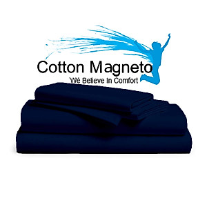 Cotton Magneto Duvet Cover Set 1000-TC Super Soft Luxury Crafted 100% Organic Cotton 5-PC Navy Blue Solid California King Size 94x104 inch,Duvet Cover with Zipper Closer & 4 pcs Pillow Covers