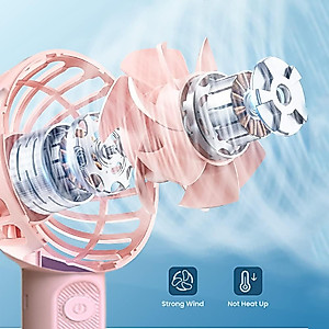 Mini Handheld Fan, Small Handheld Fan Portable with Base, USB Desk Fan Rechargeable Personal Cooling Fan for Office Travel Outdoors