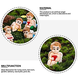 Yardwe 4pcs Cupid Couple Wedding Table Decor House Ornaments Cupid Miniature Statue Cupid Sculpture Cupid Garden Loves Cupid Figurines Tabletop Fairy Statue Resin Makeup Number Lovers