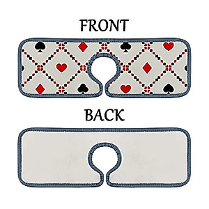 Kitchen Faucet Absorbent Mat 4 Pieces Black Red Hearts Geometric Faucet Sink Splash Guard Bathroom Counter and RV,Faucet Counter Sink Water Stains Preventer