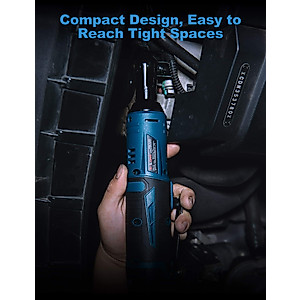 S-LONG Cordless Ratchet Wrench Set, 3/8" 400 RPM 12V Power Electric Ratchet Driver with 12 Sockets, Two 2000mAh Lithium-Ion Batteries and 60-Min Fast Charge