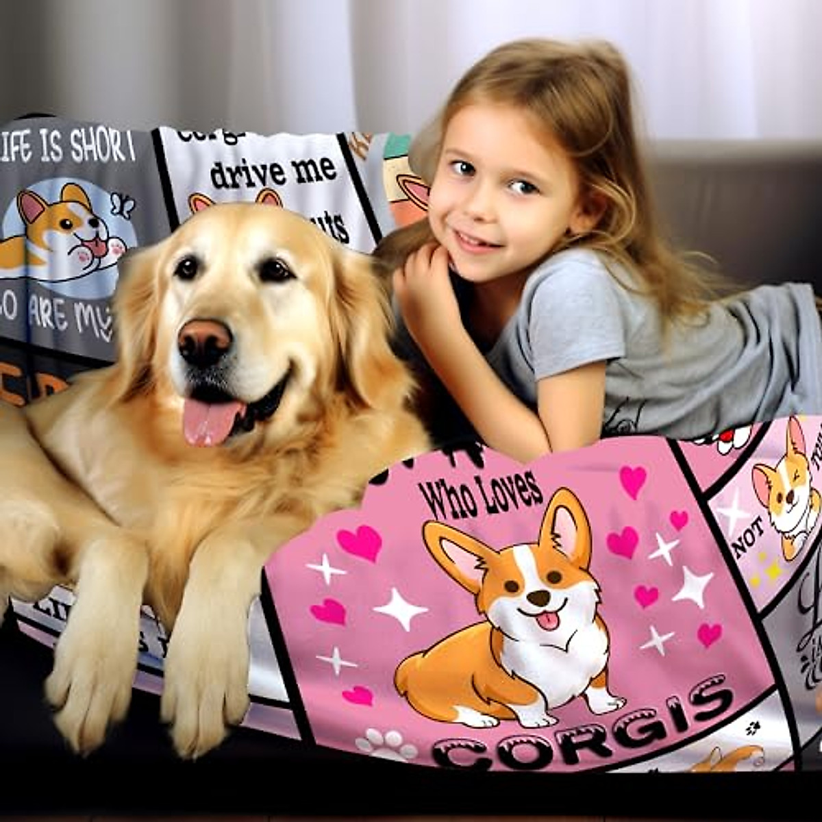 Cute Corgi Blanket Soft Cozy Corgi Dogs Gifts for Corgi Lovers Dog Lovers Adults Kids,Soft Flannel Puppy Throw Blankets for Sofa Bed Couch Chair Living Room Christmas Birthday Gifts 50"X40"