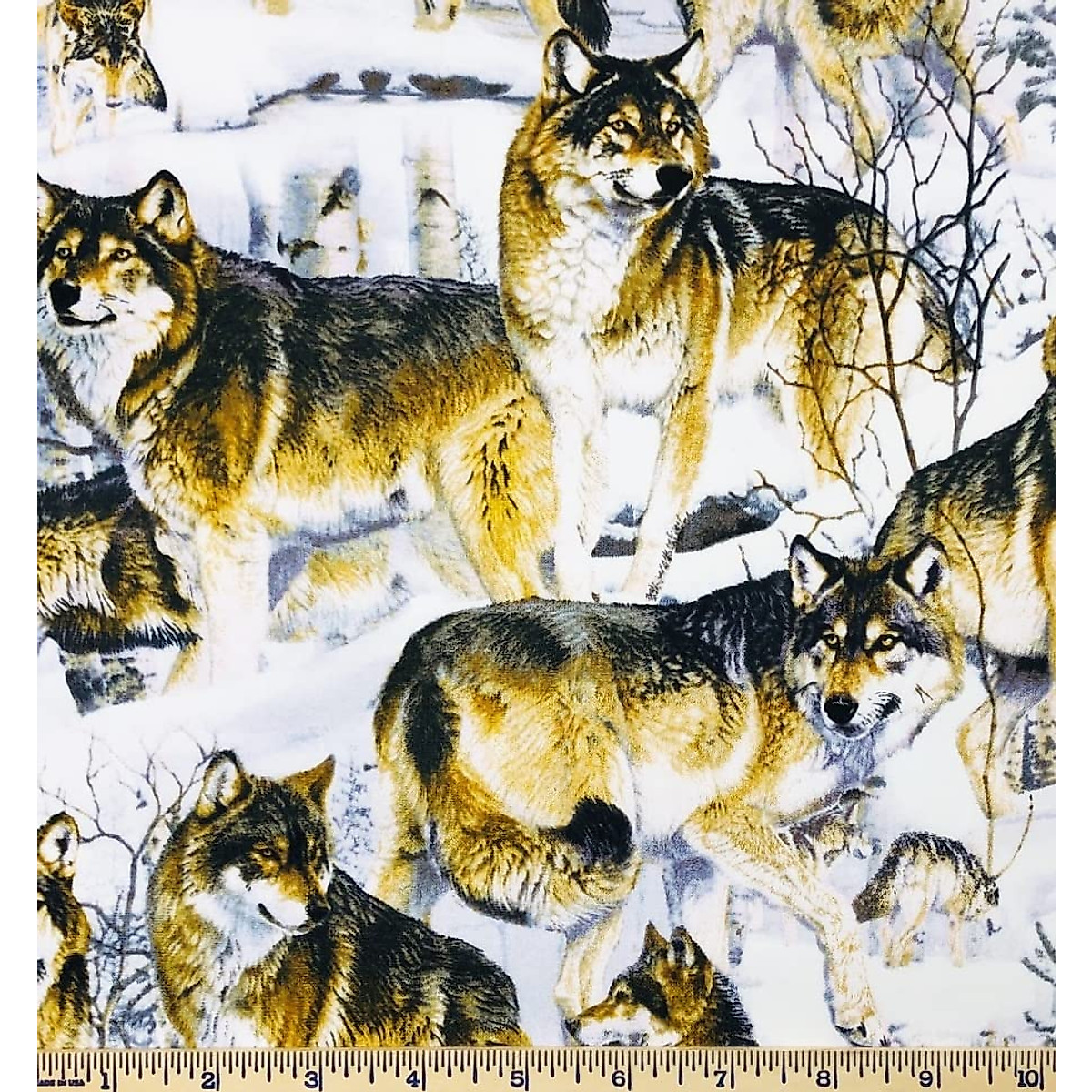 Fat Quarter - Wolves Snowy Scene Wolf Cotton Fabric - 18" x 22" Fat Quarter