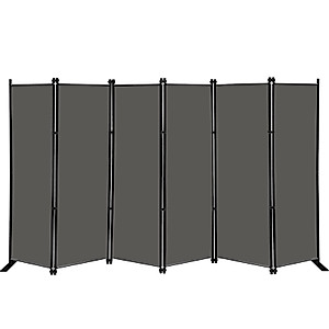 MAYOLIAH 6 Panel Folding Privacy Screen 9ft Wide, 6ft Tall Partition Room Divider Portable Office Walls Dividers Room Separator, Grey