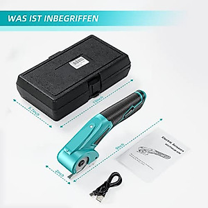 Cordless Electric Scissors Upgraded, Uaoaii 4V Electric Cardboard Box Cutter w/Storage Case, Safety Lock & LED Light, Rechargeable Fabric Cutter Power Rotary Cutters for Leather Felt, Effortless