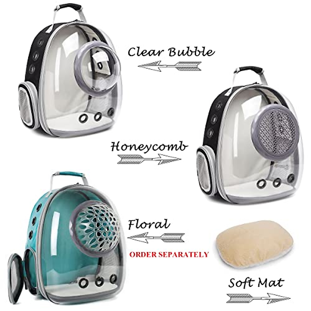 Bubble Cat Carrier Backpack, Transparent Pet Carrier Backpack for Small Puppy and Bunny, Space Capsule Bubble Cat Backpack Carrier, Airline Approved Waterproof Green Pet Backpack for Small Dog