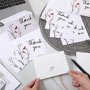 Cholemy 50 Set Cardinal Thank You Cards Bird Memorial Cards Funeral Thank You Cards with Envelopes and Stickers Message Sympathy Bereavement Card for Family Loved Ones Celebration of Life