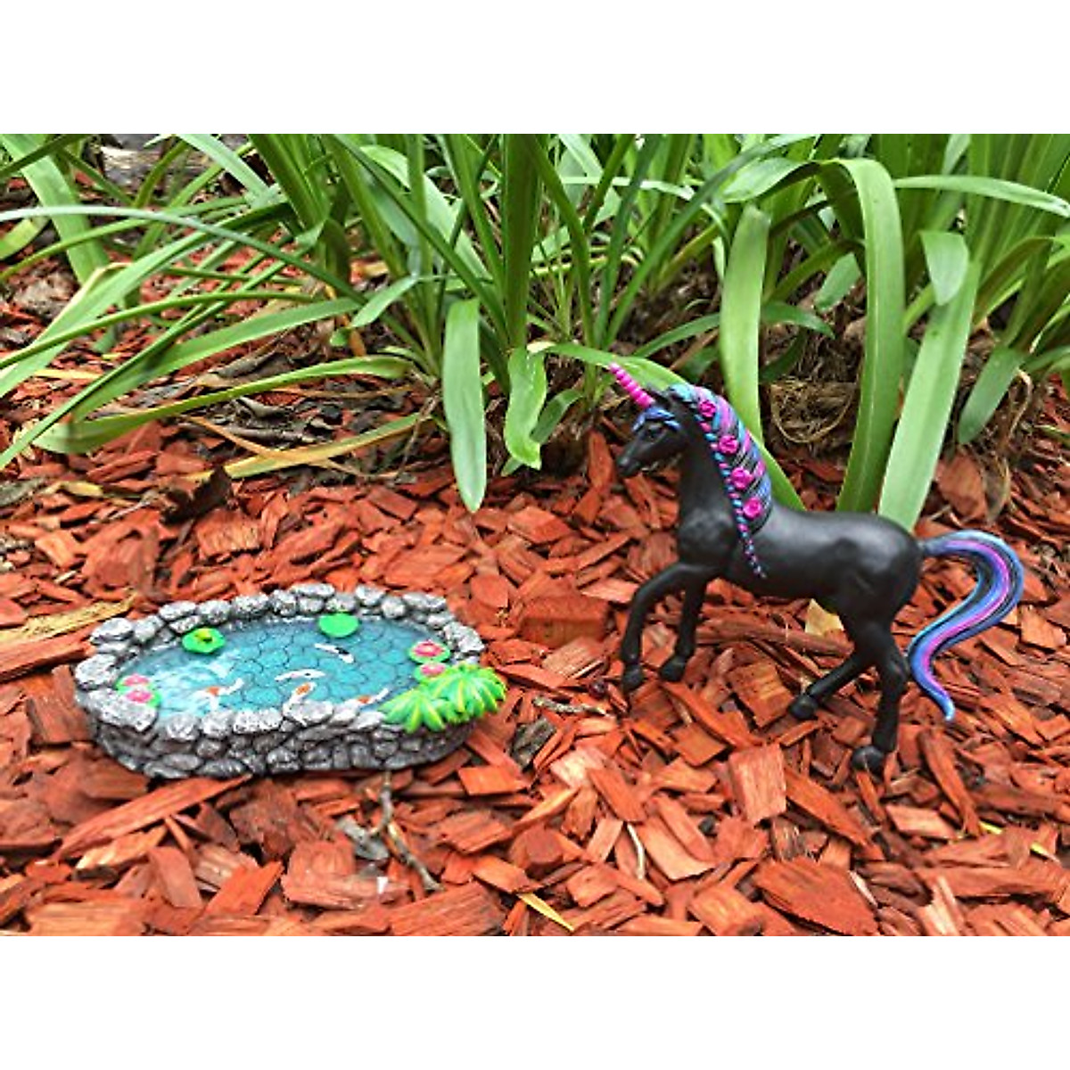 GlitZGlam KOI Miniature Pond - Koi Pond for a Fairy Garden. A Miniature Pond for a Miniature Fairy Garden and Enchanted Garden Accessories