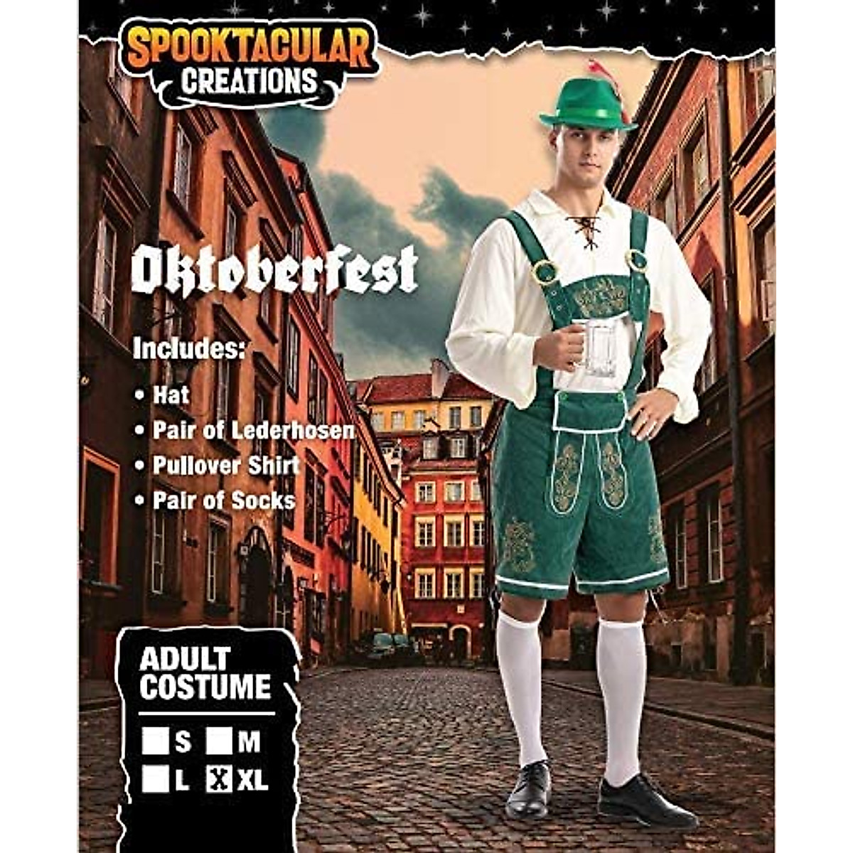 Spooktacular Creations Bavarian Oktoberfest Costume, Lederhosen Mens German Costume for Halloween Costume Party and Beer Festival (Small)