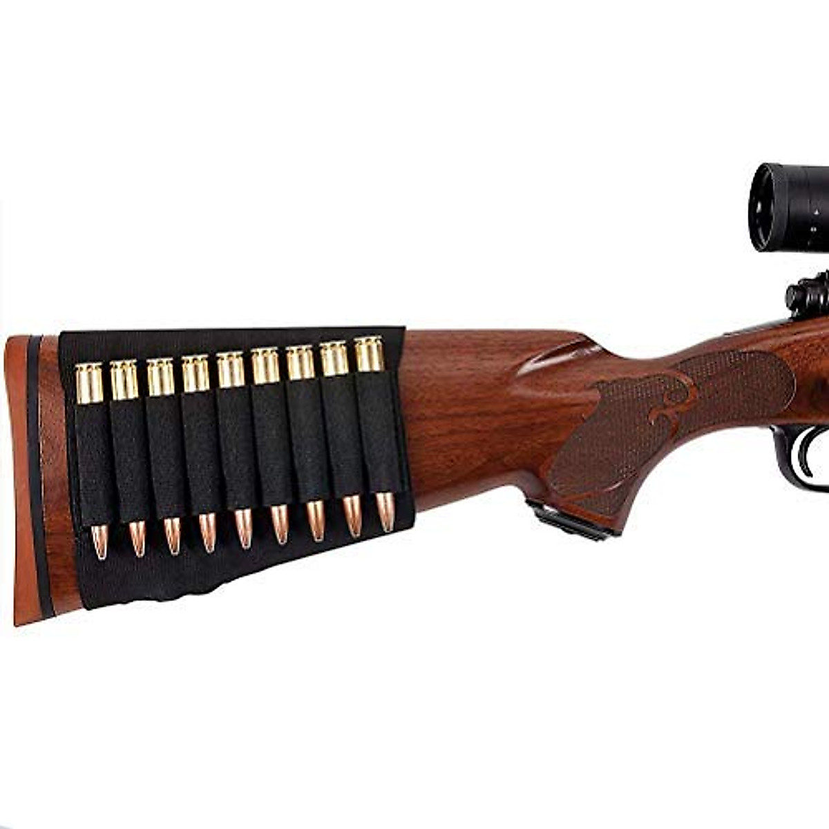 ACEXIER Tactical 9 Rounds Shells Holder Cartridges Ammo Carrier Bullet Pouch for MP 512-36 Elastic Butt Stock Hunting Rifle Accessories