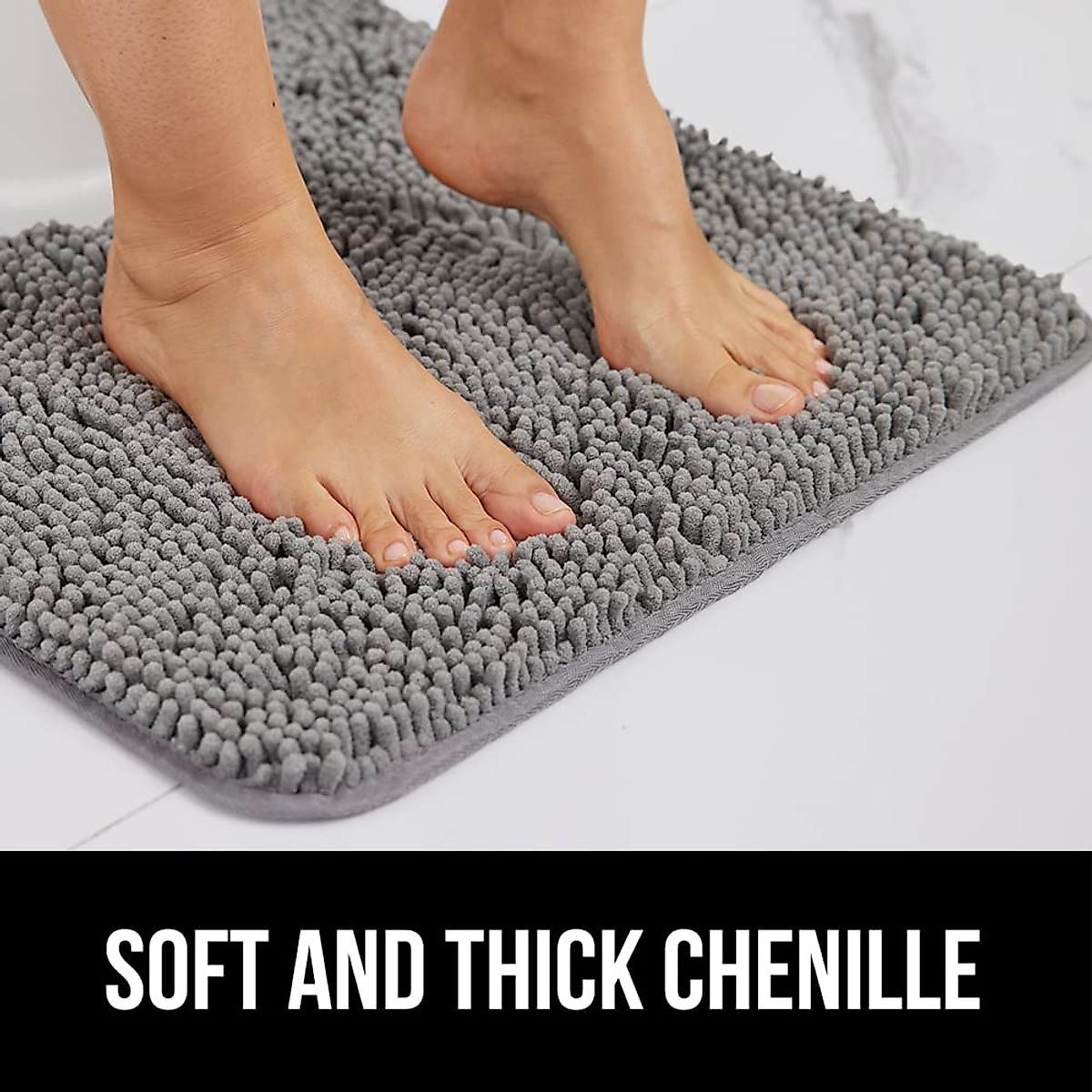 Gorilla Grip Bath Rug and Area Rug Set, Bath Rug Size 30 x 20 in, Shaggy Machine Washable Mats, Area Rug Set Size 22 x 19 x 15 in and 30x20, Absorbent Washable Mats, Both in Gray, 2 Item Bundle