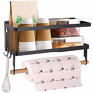 COSWE Magnetic Paper Towel Holder, Fridge Organizer, Magnetic Spice Rack for Refrigerator, Wall Mount Storage Organizer Shelf for Kitchen Bathroom
