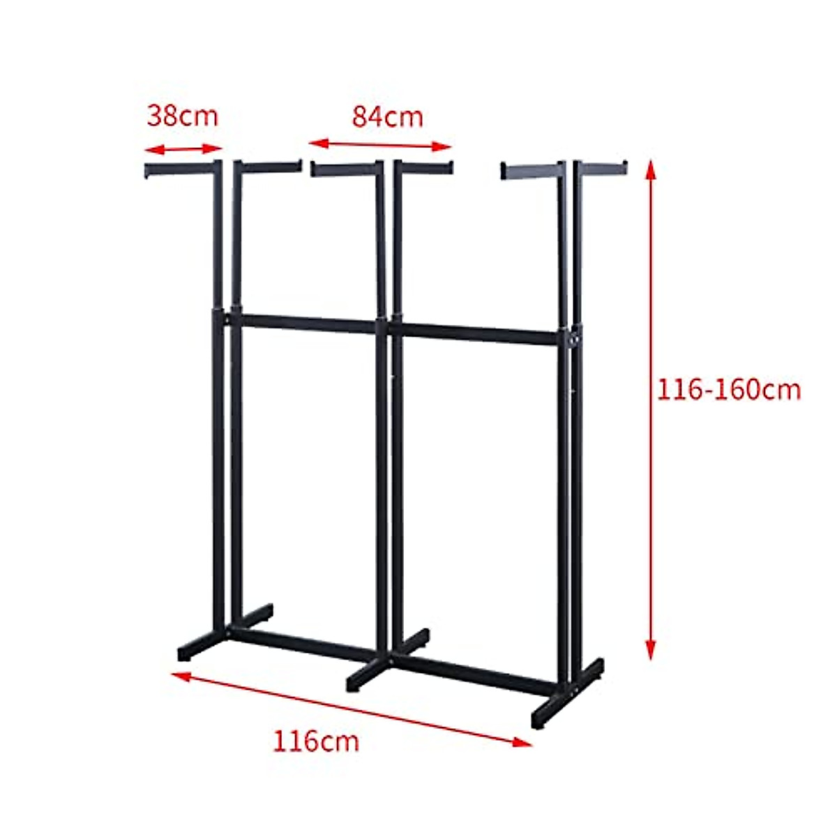 Modern Clothing Store Garment Rack for Boutiques ,Floor-Standing Clothes Shelves Heavy Duty Black 6 Way Rack,Commercial Grade Nakajima Clothes Display Rack,Rack for Hanging Clothes Retail Display