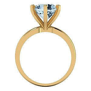 2.95ct Round Cut Solitaire Natural Swiss Blue Excellent VVS1 Classic Wedding Statement Bridal ring 18k Yellow Gold Size 6.5