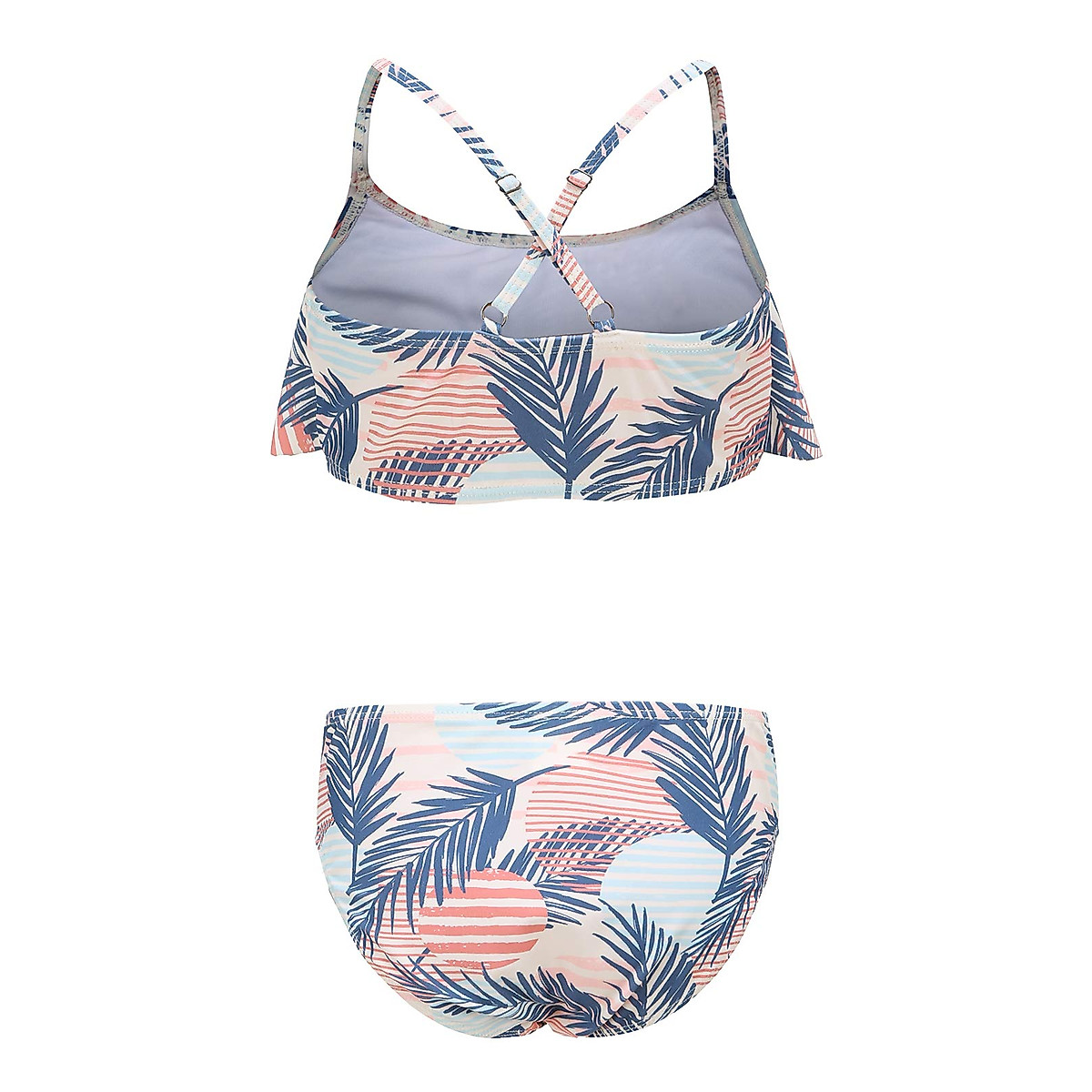 Moon Tree Big Girls Two Piece Swimsuits Brown Leaves Bikini Sets Adjustable Strap Bathing Suits Size 16/7-16