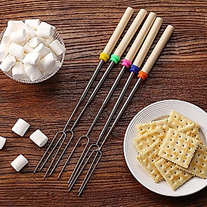 UNCO- Marshmallow Roasting Sticks, 5 Pack, 32”, Extendable Stainless Steel Smores Sticks, Campfire Sticks, Marshmallow Sticks, Hot Dog Sticks for Campfire, Roasting Sticks for Fire Pit, Smores Skewers