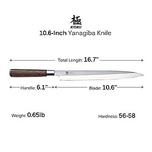 Kyoku Samurai Series 5-Knife Set with Block + 10.5" Yanagiba Knife Japanese Sushi Sashimi Knives - Japanese High Carbon Steel