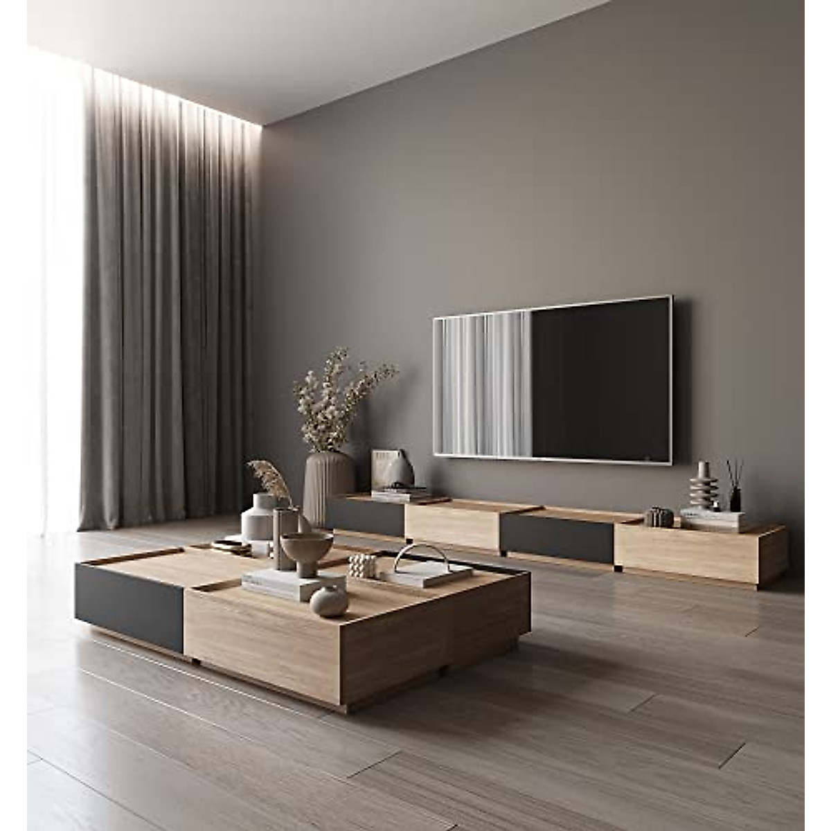 Stackable Storage Drawers, Dressers & Chests of Drawers, Dresser of Closet, Small Dressers for Bedroom, Nightstand, Bedside Tables (Nordic Walnut)